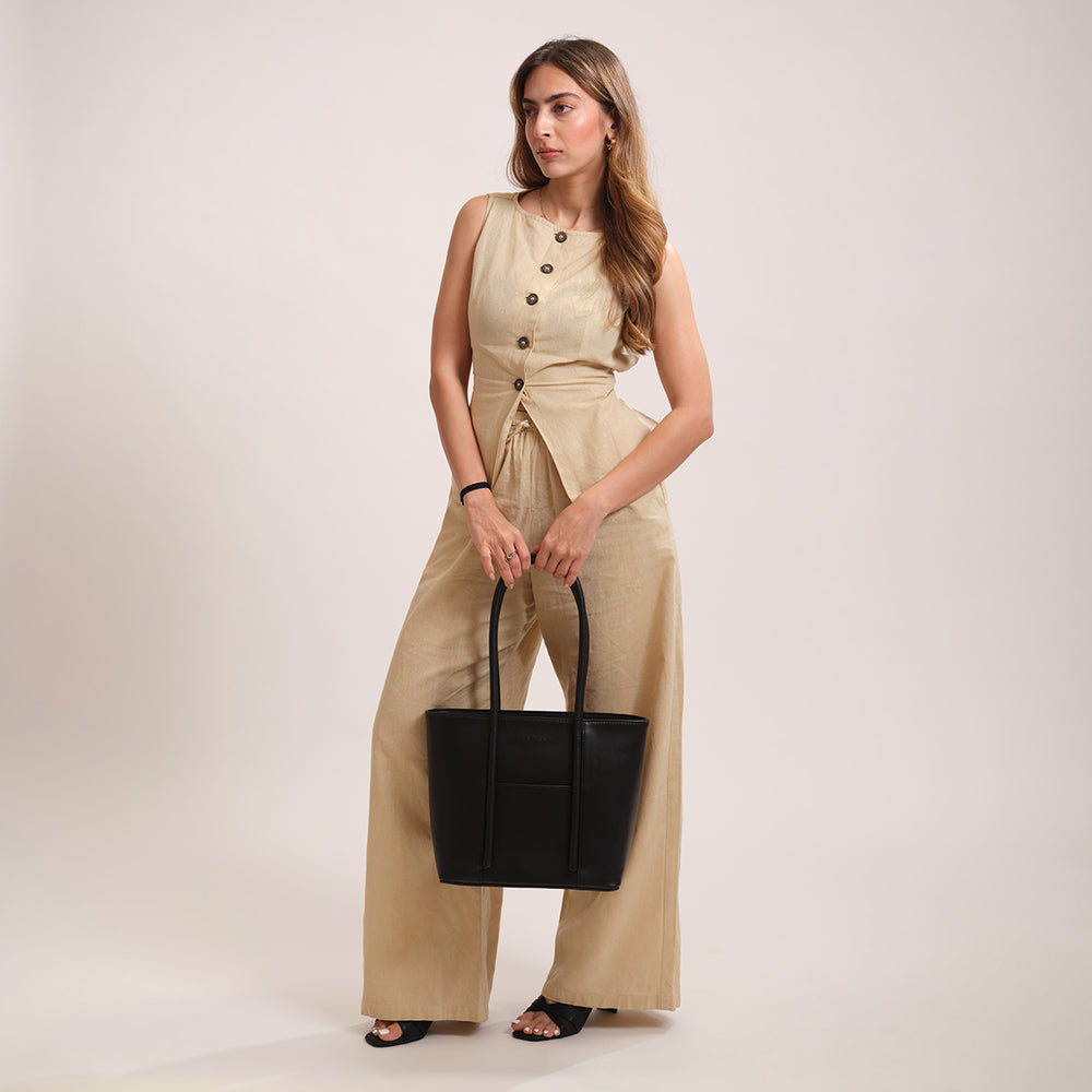 Buy Everyday Tote Bag For Women in Black & Tan Color | Eridani