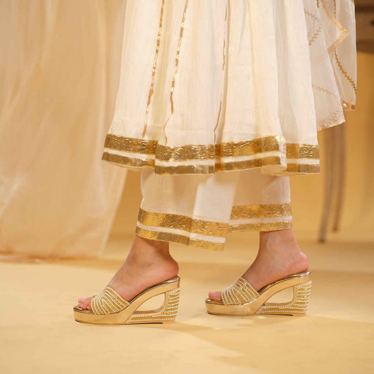 Qaya Embroidered Wedges - Stylish & Comfortable | Eridani